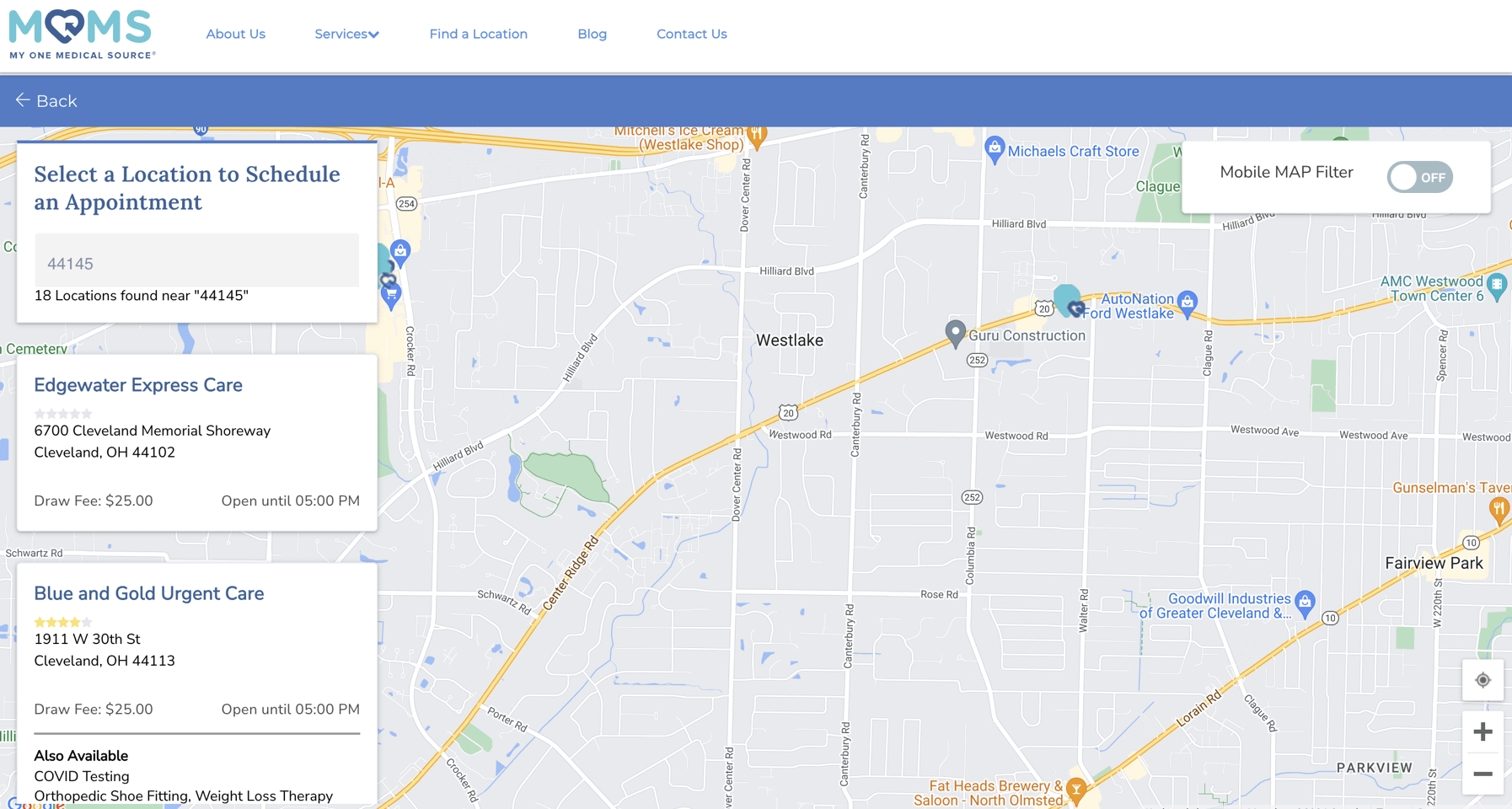 How do I schedule an appointment through MOMS?