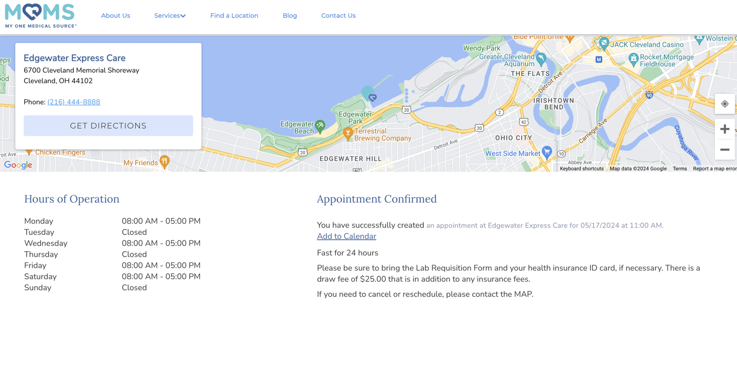 How do I schedule an appointment through MOMS?